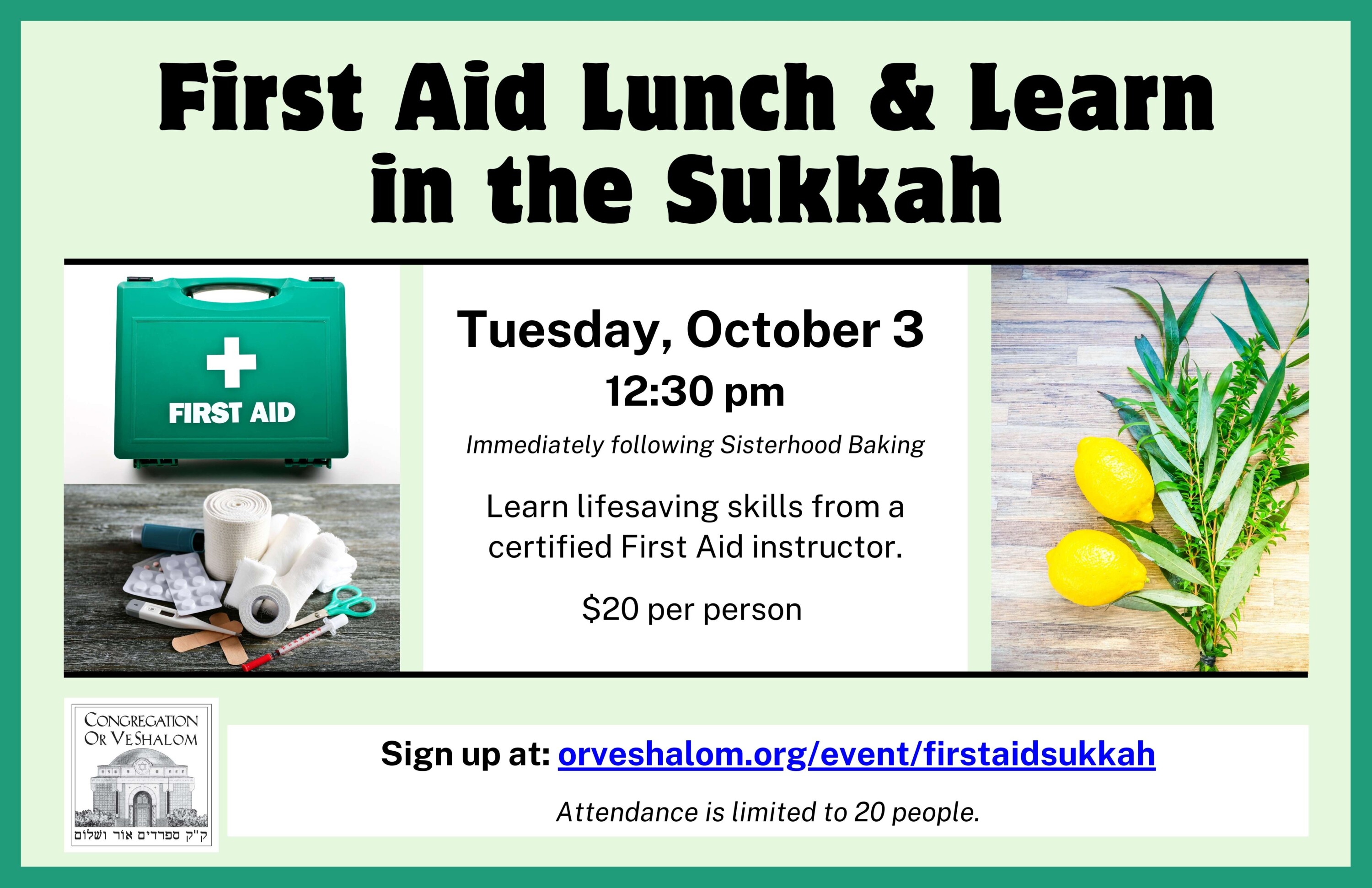 First Aid Lunch and Learn in the Sukkah | Atlanta Jewish Connector
